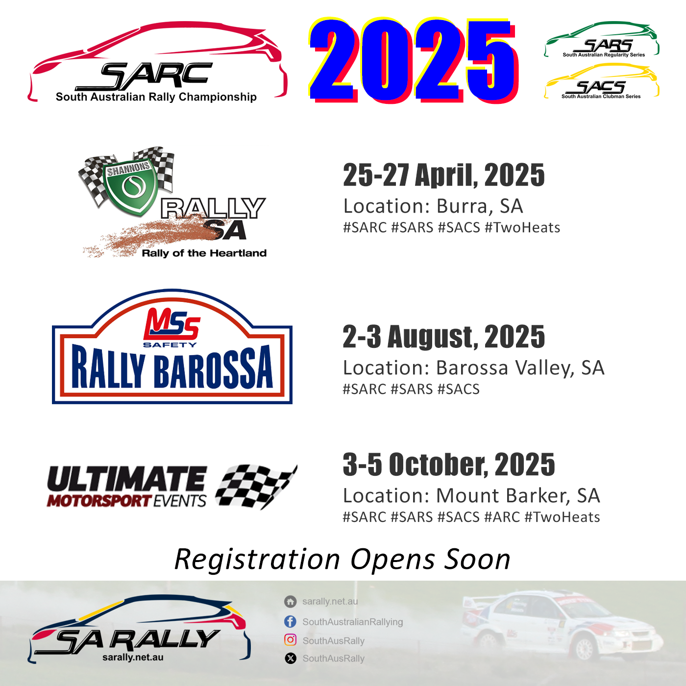 SARC 2025 Dates – South Australian Rallying